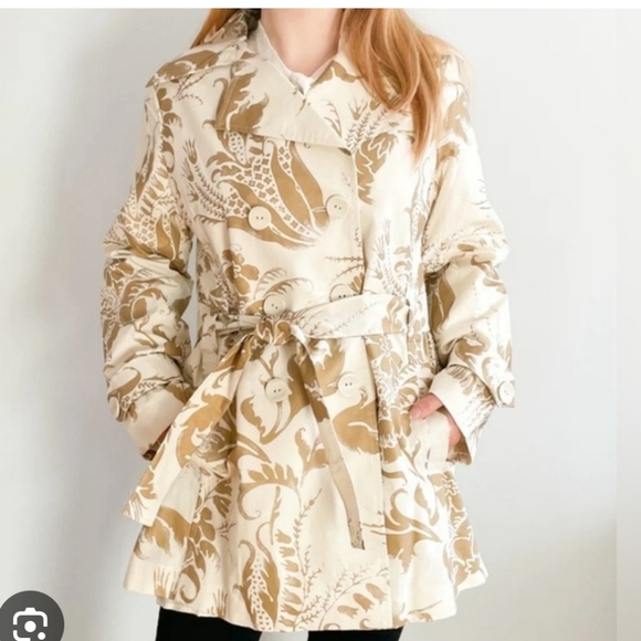 CAbi | Jackets & Coats | Cabi Gold Metallic Cream Brocade Floral Cotton ...